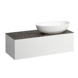 Laufen ILBAGNOALESSI Schubladenelement, 1 Hahnloch, Steinplatte Marrone Naturale, Ausschnitt rechts, 120x50x37cm, zu WT-Schale H81897 7, H432319097