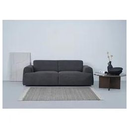 2,5-Sitzer Andas "Linkka" Sofas Gr. B/H/T: 217cm x 75cm x 94cm, Chenille, schwarz (onyx) in einem weichen Chenille-Stoff, mit Wellenunterfederung