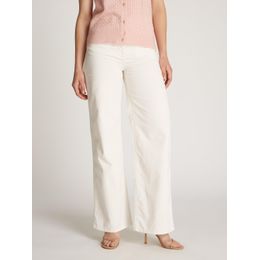 Cordhose Tommy Jeans "TJW CLAIRE FINE CORD PANT" Gr. 28, Länge 30, weiß (ancient white) Damen Hosen aus Feincord, im 5-Pocket-Stil