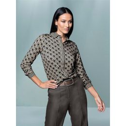 Klassische Bluse Heine Gr. 36, grün (khaki, graphit, bedruckt) Damen Blusen