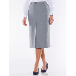 Faltenrock CLASSIC, Damen, Gr. 20, grau (steingrau, meliert), 53% Polyester, 43% Schurwolle, 4% Elasthan, unifarben, wadenlang, Röcke