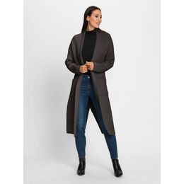 Strickjacke Heine Gr. 46, grau (graphit) Damen Strickjacken