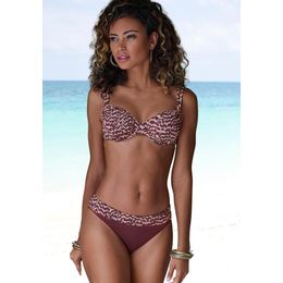 Bügel-Bikini-Top Lascana "Holly" Gr. 36, Cup B, rot (bordeaux bedruckt) Damen Bikini-Oberteile mit Animalprint