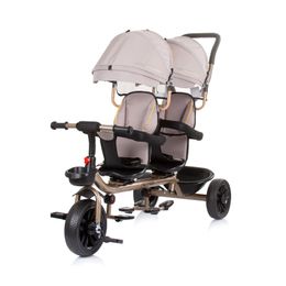 Chipolino Dreirad Tricycle Hip Hop, zwei Kinder, bis 40 kg, Sitze 360° drehbar beige