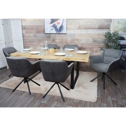 6er-Set Esszimmerstuhl MCW-K33, K&uuml;chenstuhl Stuhl, drehbar Auto-Position, Stoff MVG ~ Kunstleder, grau-dunkelgrau