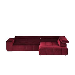 U.N.O uno Ecksofa aus Samt Origo ¦ rot ¦ Maße (cm): B: 308 H: 70 T: 225