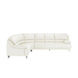 Höffner Ecksofa aus Echtleder Maranello ¦ weiß ¦ Maße (cm): B: 295 H: 87 T: