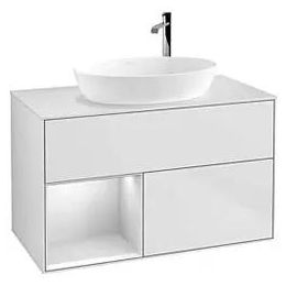 Villeroy & Boch Villeroy und Boch Finion Waschtischunterschrank G891MTMT 100cm, Abdeckplatte white matt, Emotion, Regale White matt lacquer, White matt lacquer