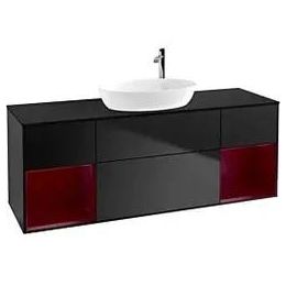 Villeroy & Boch Villeroy und Boch Finion Waschtischunterschrank G982HBPD 160cm, Abdeckplatte black matt, Emotion, Regale Peony matt lacquer, Black matt lacquer