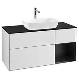 Villeroy & Boch Villeroy und Boch Finion Waschtischunterschrank G832PDMT 120cm, Abdeckplatte black matt, Emotion, Regale Black matt lacquer, White matt lacquer