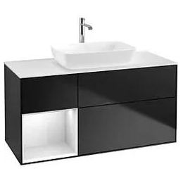 Villeroy & Boch Villeroy und Boch Finion Waschtischunterschrank G821MTPD 120cm, Abdeckplatte white matt, Emotion, Regale White matt lacquer, Black matt lacquer