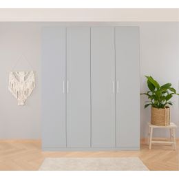 Drehtürenschrank Rauch "Kleiderschrank Schrank Garderobe KOLUNA mit Dekor-Front" Schränke Gr. B/H/T: 181 cm x 210 cm x 54 cm, 4 St., grau (seidengrau) inkl. 2 Innenschubladen sowie extra Einlegeböden MADE IN GERMANY