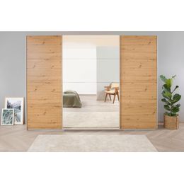 Schwebetürenschrank Rauch "Kleiderschrank Schrank Garderobe BESTSELLER KOLUNA mit Spiegel" Schränke Gr. B/H/T: 315 cm x 229 cm x 62 cm, 3 St., braun (eiche artisan) inkl. 2 Innenschubladen sowie extra Einlegeböden MADE IN GERMANY