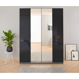 Drehtürenschrank Rauch "Kleiderschrank Schrank Garderobe KOLUNA mit Glastüren und Spiegel" Schränke Gr. B/H/T: 181 cm x 210 cm x 54 cm, 4 St., grau (graumetallic, glas basalt) inkl. 2 Innenschubladen sowie extra Einlegeböden MADE IN GERMANY