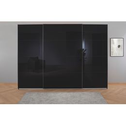 Schwebetürenschrank Rauch "Koluna" Schränke Gr. B/H/T: 315 cm x 229 cm x 62 cm, 3 St., grau (graumetallic, glas basalt) Glasfront, inkl. 2 Innenschubladen sowie extra Böden