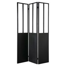 Miliboo Paravent aus Metall Schwarz und Glas 3 Flügel RACK