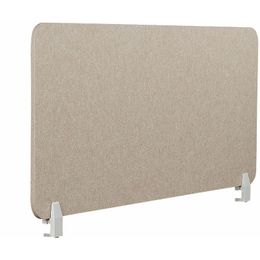 Beliani - Schreibtisch Trennwand Beige Stoff pet Kunststoff 130 x 50 cm zum Aufstellen Klemmen Schallschutz Sichtschutz Pinnwand Büro Home Office