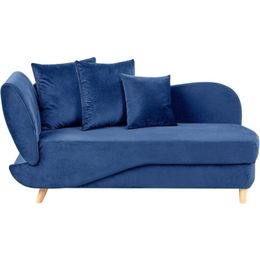 Beliani Chaiselongue Linksseitig Marineblau Samtstoff mit Bettkasten Dekokissen Modern Récamiere Liegesofa Sitzmöbel Wohnzimmer Jugendzimmer