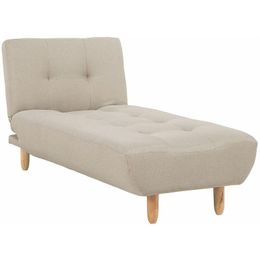 Beliani Chaiselongue Universal Beige Stoffbezug Gesteppt mit Schlaffunktion Verstellbare Rückenlehne Holzfüße Retro-Design Wohnzimmer Ausstattung