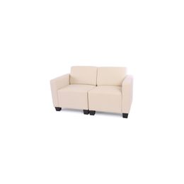 MCW Modular 2-Sitzer Sofa Couch Moncalieri, Kunstleder ~ creme