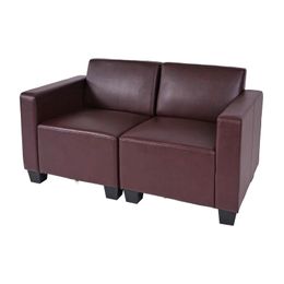 MCW Modular 2-Sitzer Sofa Couch Moncalieri, Kunstleder ~ rot-braun