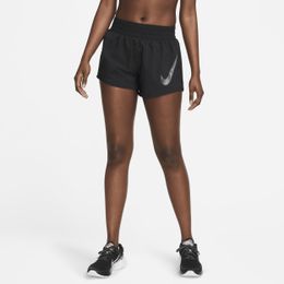 Nike Dri-FIT One Swoosh Laufshorts mit Slip mittelhohem Bund für Damen - Schwarz