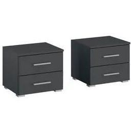 Nachtkommode Rauch "Base", grau (graumetallic), B:40cm H:36cm T:40cm, Holzwerkstoff, Sideboards, 2er-Set, optional in moderner Hochglanz-Front
