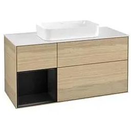 Villeroy & Boch Villeroy und Boch Finion Waschtischunterschrank G291PDPC 120cm, Abdeckplatte white matt, Emotion, Regal links Black matt lacquer, Oak Veneer