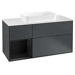 Villeroy & Boch Villeroy und Boch Finion Waschtischunterschrank G291PDHG 120cm, Abdeckplatte white matt, Emotion, Regal links Black matt lacquer, Midnight Blue Matt Lacquer