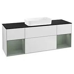 Villeroy & Boch Villeroy und Boch Finion Waschtischunterschrank G332GMMT 160cm, Abdeckplatte black matt, Emotion, Regale Olive matt lacquer, White matt lacquer