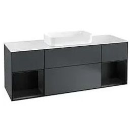 Villeroy & Boch Villeroy und Boch Finion Waschtischunterschrank G331PDHG 160cm, Abdeckplatte white matt, Emotion, Regale Black matt lacquer, Midnight Blue Matt Lacquer