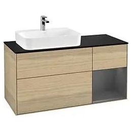 Villeroy & Boch Villeroy und Boch Finion Waschtischunterschrank G402GKPC 120cm, Abdeckplatte black matt, Emotion, Regal rechts Anthracite matt, Oak Veneer