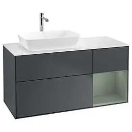 Villeroy & Boch Villeroy und Boch Finion Waschtischunterschrank G811GMHG 120cm, Abdeckplatte white matt, Emotion, Regale Olive matt lacquer, Midnight Blue Matt Lacquer