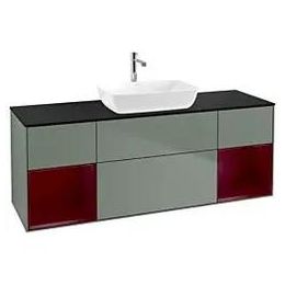 Villeroy & Boch Villeroy und Boch Finion Waschtischunterschrank G862HBGM 160cm, Abdeckplatte black matt, Emotion, Regale Peony matt lacquer, Olive Matt Lacquer