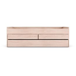 Stauraumbett Priess "Barkhausen", braun (eiche sonoma), B:97cm H:66cm L:205cm, Betten, inkl. ausziehbarer Liegefläche und 2 Schubkästen