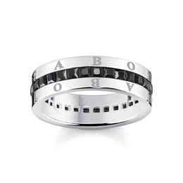 Fingerring Thomas Sabo "schwarze Steine pavé, TR2361-643-11-52,54,56,58" Fingerringe Gr. 58, Silber 925 (Sterlingsilber), 6 mm, silberfarben (silberfarben, schwarz, schwarz) Damen mit Zirkonia (synth.)