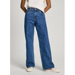 Loose-fit-Jeans Pepe Jeans "LOOSE ST HW" Gr. 30, Länge 30, blau (medium blue stonewash) Damen Jeans mit geradem, weitem Bein