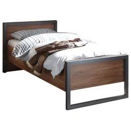 Bett Home Affaire "Detroit Einzelbett im Industrial Design, Bettrahmen, Schlafzimmer", braun (braun, schieferfarben), B:106cm L:209cm, Betten, Bettgestell, in 3, Breiten (Liegeflächen 90/140 oder 180x200cm)