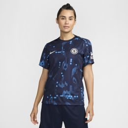 Chelsea FC Academy Pro Nike Dri-FIT Pre-Match Kurzarm-Fußballoberteil (Damen) - Blau