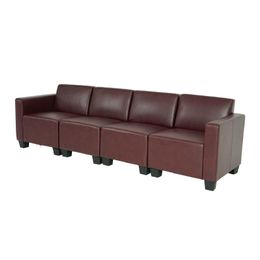 MCW Modular 4-Sitzer Sofa Couch Moncalieri, Kunstleder ~ rot-braun