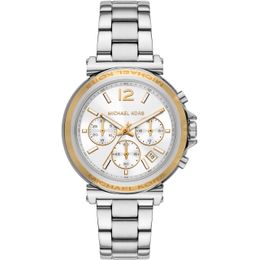 Chronograph Michael Kors "MAREN" Armbanduhren silberfarben (silberfarben, weiß) Damen Quarzuhr, Armbanduhr, Damenuhr, Edelstahlarmband, analog