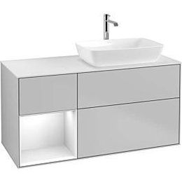 Villeroy & Boch Villeroy und Boch Finion Waschtischunterschrank G801GFGJ 120cm, Abdeckplatte white matt, Emotion, Regale Glossy white lacquer, Light grey matt