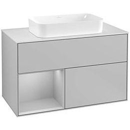 Villeroy & Boch Villeroy und Boch Finion Waschtischunterschrank F241GJGJ 100x60,3cm, Abdeckplatte white matt, Regal links Light grey matt, Light grey matt