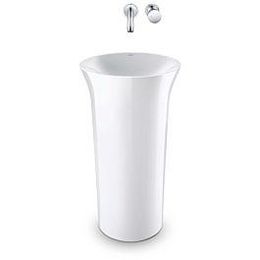 Duravit White Tulip Waschtisch 2702500070 mit Öffnung für Wandanbindung, freistehend, Ø 500mm, ohne Hahnloch, weiß