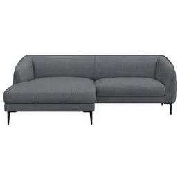 Ecksofa FLEXLUX "Belle Designsofa, bequem durch Kaltschaum im Sitz, L-Form" Sofas Gr. B/H/T: 218cm x 74cm x 149cm, Bouclé, Chaiselongue links, blau (navy blau) Skandinavisches Design, In hochwertiger Verarbeitung, BT 218149 cm