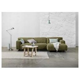 Ecksofa furninova "Vesta, modern und sehr bequem, tolle Detailverarbeitung, L-Form" Sofas Gr. B/H/T: 300cm x 74cm x 160cm, Velours, Recamiere rechts, ohne Bettfunktion, grün (seagrass) im skandinavischen Design