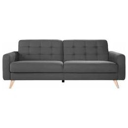 3-Sitzer exxpo - SOFA FASHION "Nappa, kompakt und komfortabel, bequem, zeitloses Design, L-Form" Sofas Gr. B/H/T: 222cm x 87cm x 78cm, Struktur fein, mit Bettfunktion-mit Bettkasten, grau (anthrazit) tolle Detailverarbeitung, mit Bettfunktion und Bettkasten