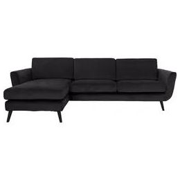 Ecksofa furninova "Smile mit tollem Sitzkomfort, elegant und bequem, L-Form" Sofas Gr. B/H/T: 274cm x 85cm x 156cm, Velours, Recamiere links, ohne Bettfunktion, blau (antracit) im skandinavischen Design, hoher Fuß