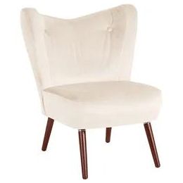 Cocktailsessel Max Winzer "Stella, Loungesessel, Samtvelours Bezug in 10 Trendfarben" Sessel Gr. Samtvelours, B/H/T: 72cm x 84cm x 83cm, beige (creme) im Retrolook, bequem, geschwungene Rückenlehne, Solitärsessel