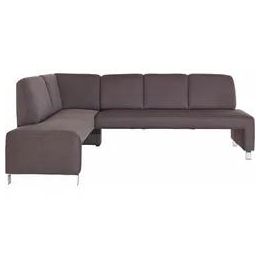 Eckbank exxpo - SOFA FASHION "Intenso, modern, wahlweise in Leder oder Textil, 244/157 cm (B/T)" Sitzbänke Gr. B/H/T: 244cm x 91cm x 157cm, Struktur, Ottomane links, (langer Schenkel rechts), grau (anthrazit) hohe Bodenfreiheit, frei im Raum stellbar, hoher Sitzkomfort